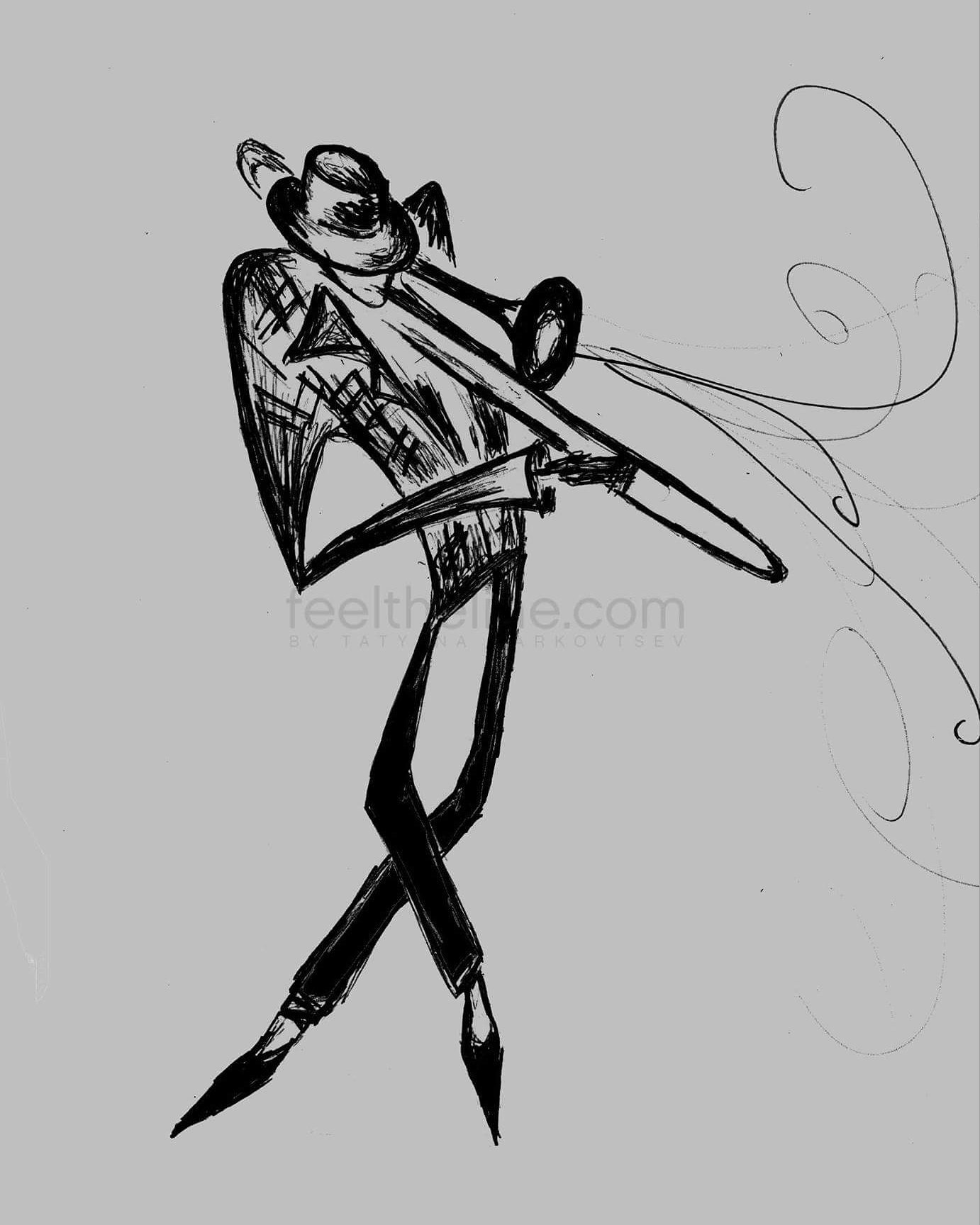Trombone Player Drawing
