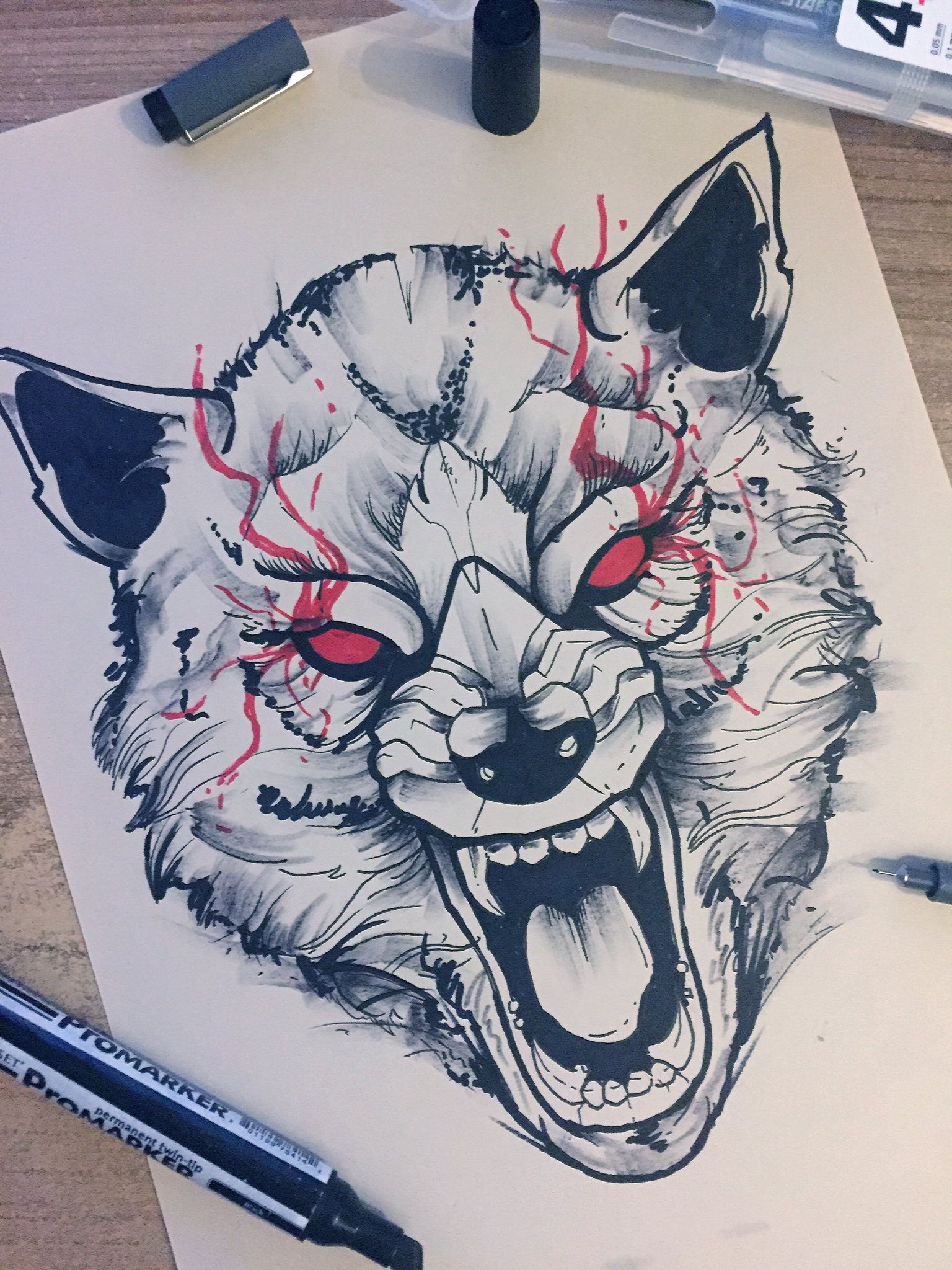 Angry Wolf Drawing In Pencil