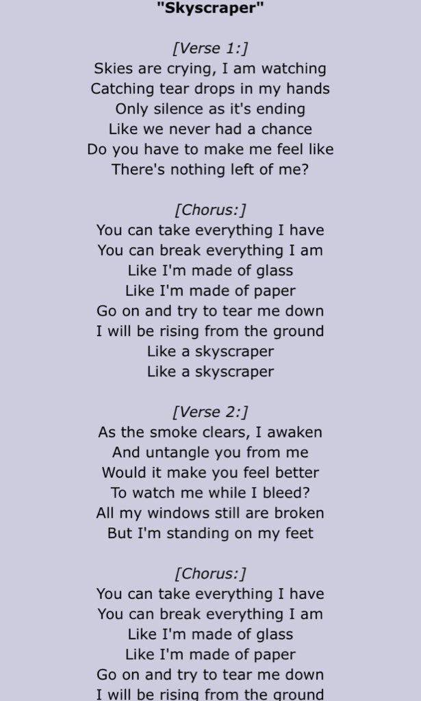 Skyscraper Demi Lovato Lyrics