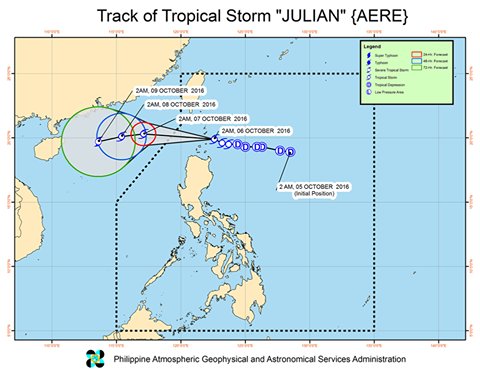 PAGASA (5 a.m.): JulianPH has intensified and is now traversing the ...