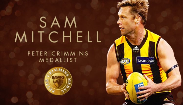 Congratulations to the 2016 Peter Crimmins Medallist Sam Mitchell ...