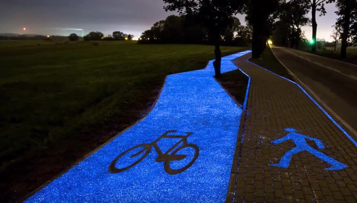 Bike path that glows at night in Poland | TRAVEL THE WORLD