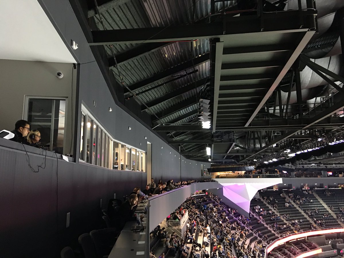 A look at the hockey press box at @tmobilearena, which is conveniently ...