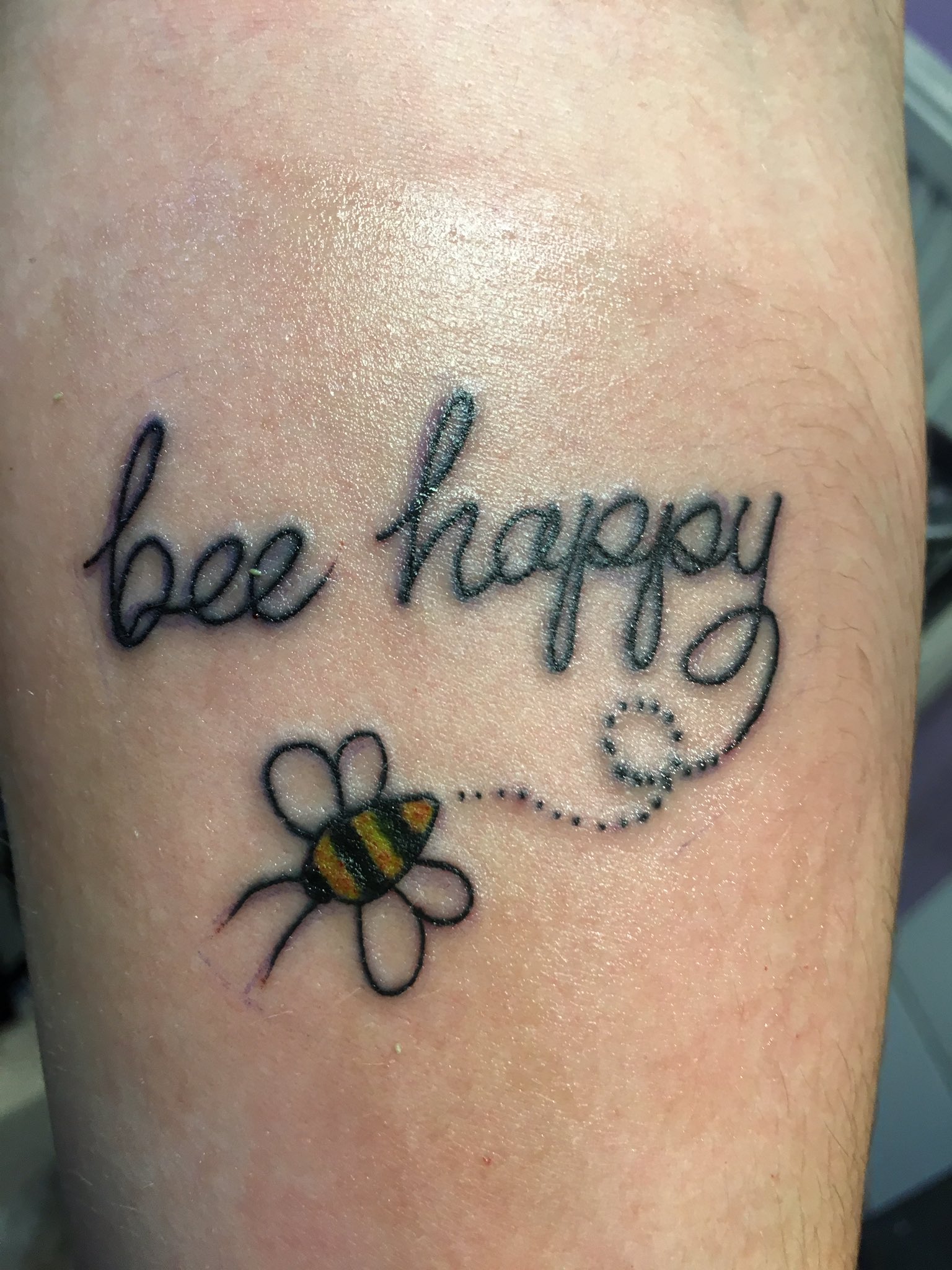 Bee Happy Tattoo I Did This Honeycomb And Bee Tattoo Today It Was