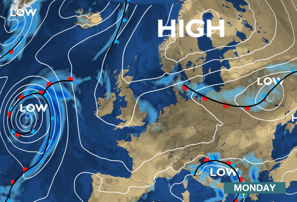 High pressure over Scandinavia is blocking rain-producing Atlantic lows ...