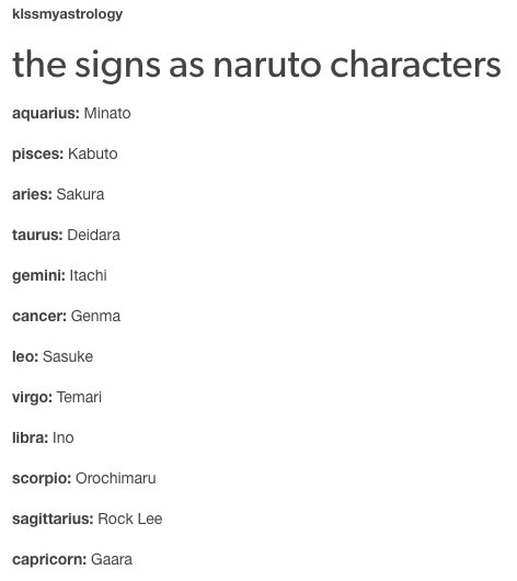 Naruto characters and their zodiac signs 60 photos - Youhoroscope.com
