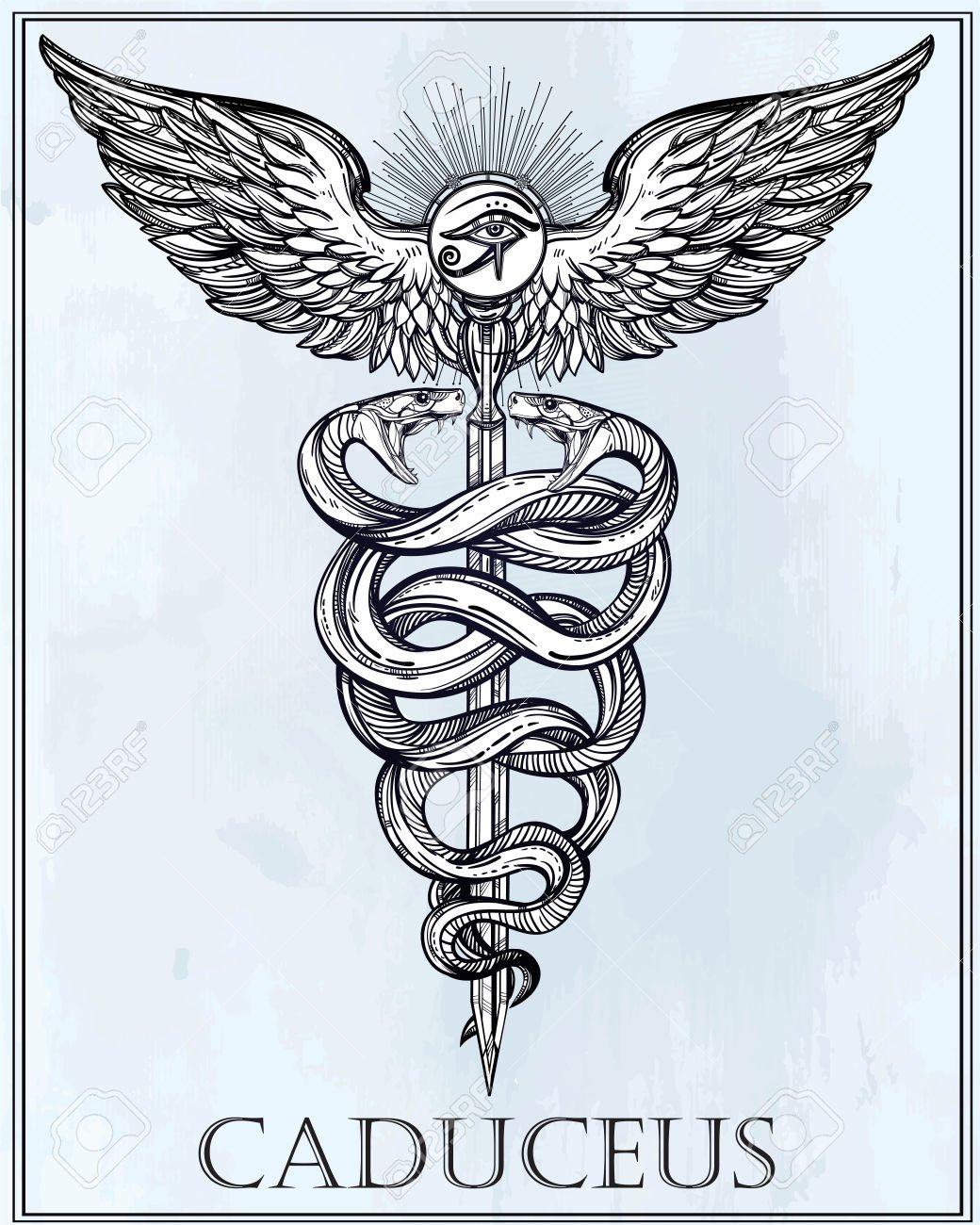 Mercury God Symbol Pair Of Caduceus: Symbol Of God Hermes Mercury