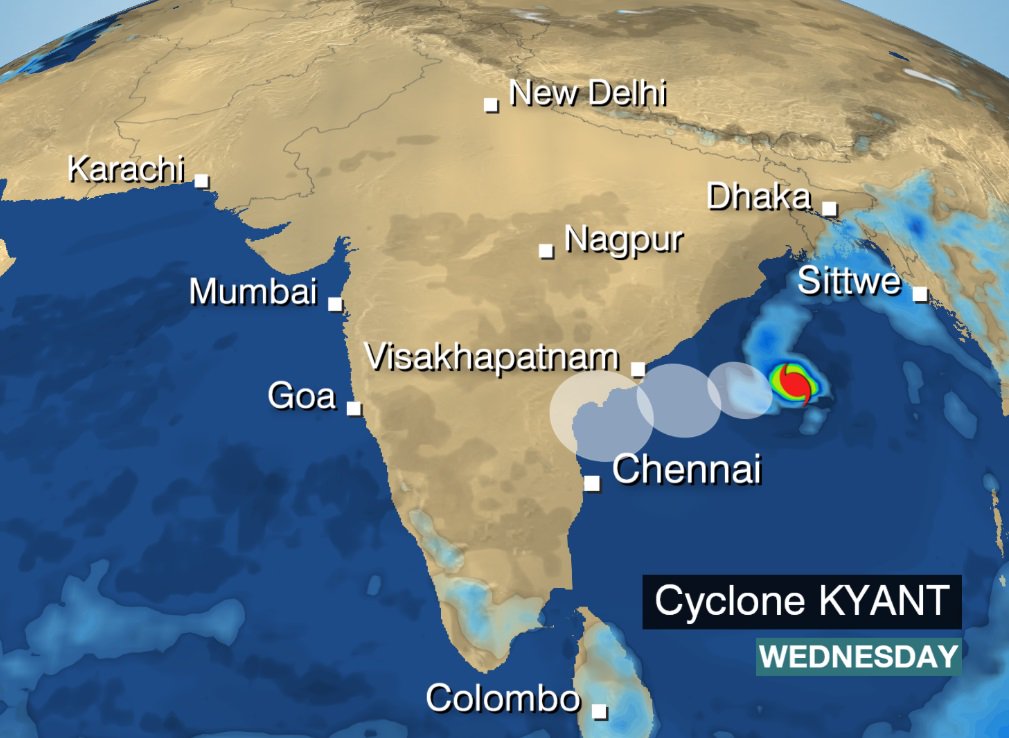 INDIA: Cyclone Kyant heading towards the Andhra Pradesh?Odisha ...