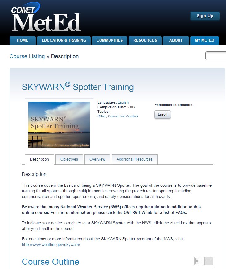 Missed our spotter course? Take the online Spotter training through COMET Meted to learn the ...