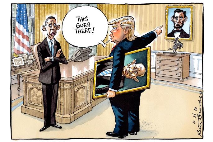 My cartoon friday @thetimes. #trump and #obama meet in oval office....# ...
