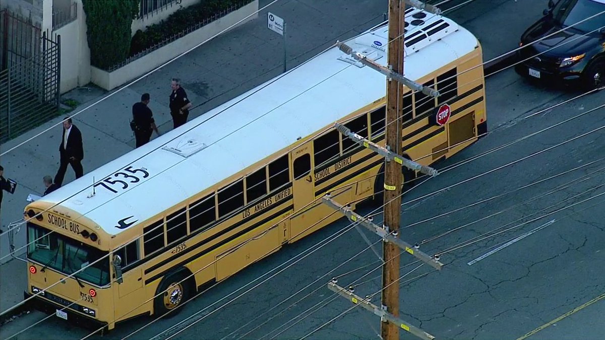 school bus windshield hit w/ stray bullet at manchester/figueroa in ...