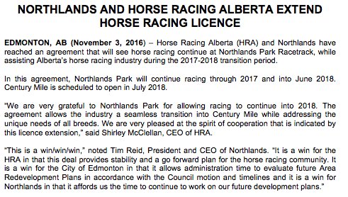 Northlands and HRA Extend Racing Licence – Holy Bull