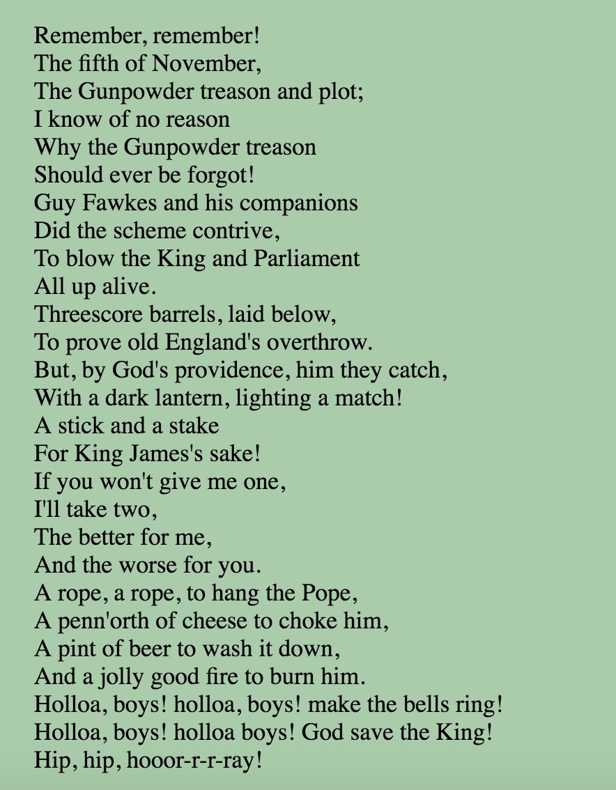 5th Of November Poem