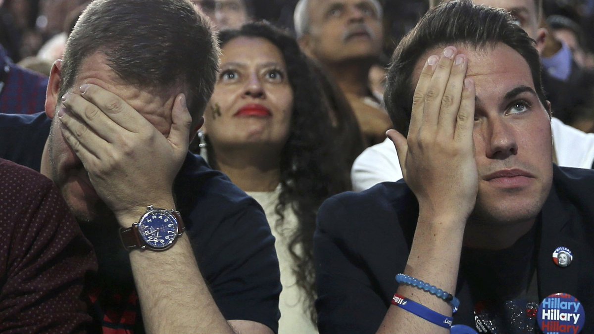 The US election night in pictures: supporters of Hillary Clinton, and ...