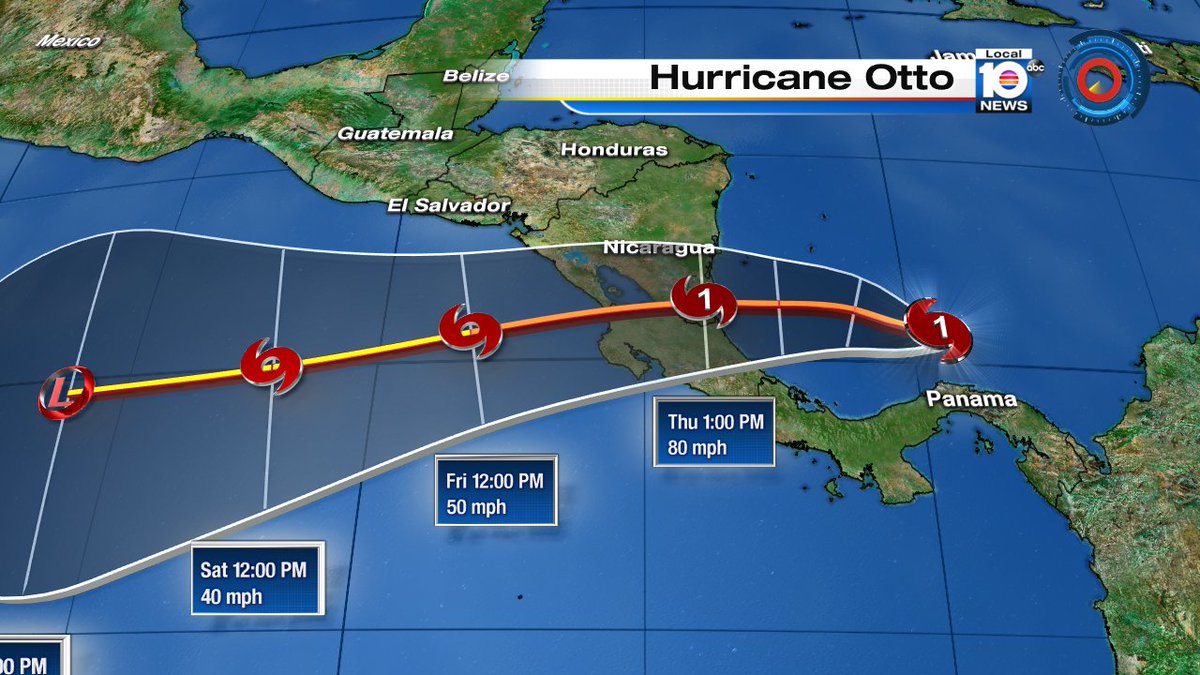 Hurricane Otto is forecast to make landfall along the coast of ...