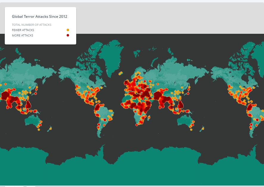 World Map Of Terrorist Attacks Map Of Major Terrorist Attacks In The
