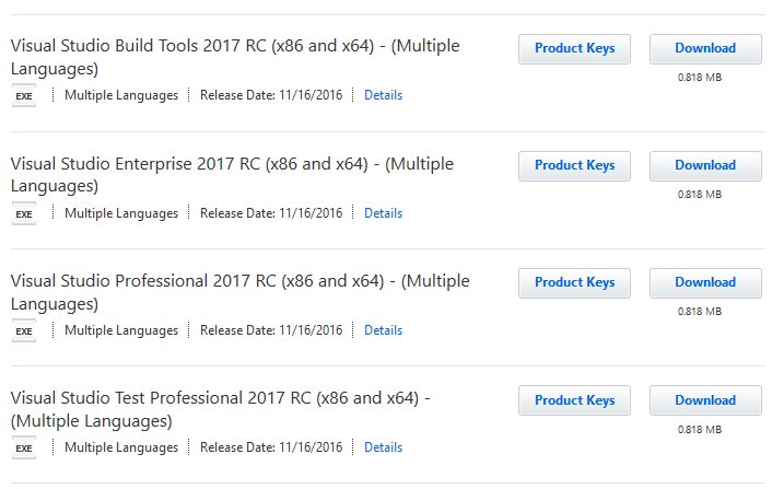 🔮WZor👁️ on Twitter: "MSDN Subscriber Downloads Visual Studio 2017 RC https://t.co/DHqBFv2iL1 ...