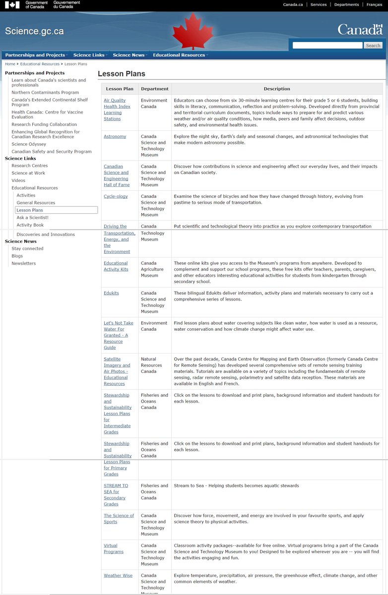 Canadian Science Resources: Science.gc.ca | Ontario Teachers' Blog