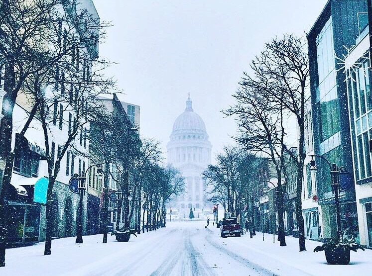 University Of Wisconsin Madison Winter Madison, Wisconsin On A Cold