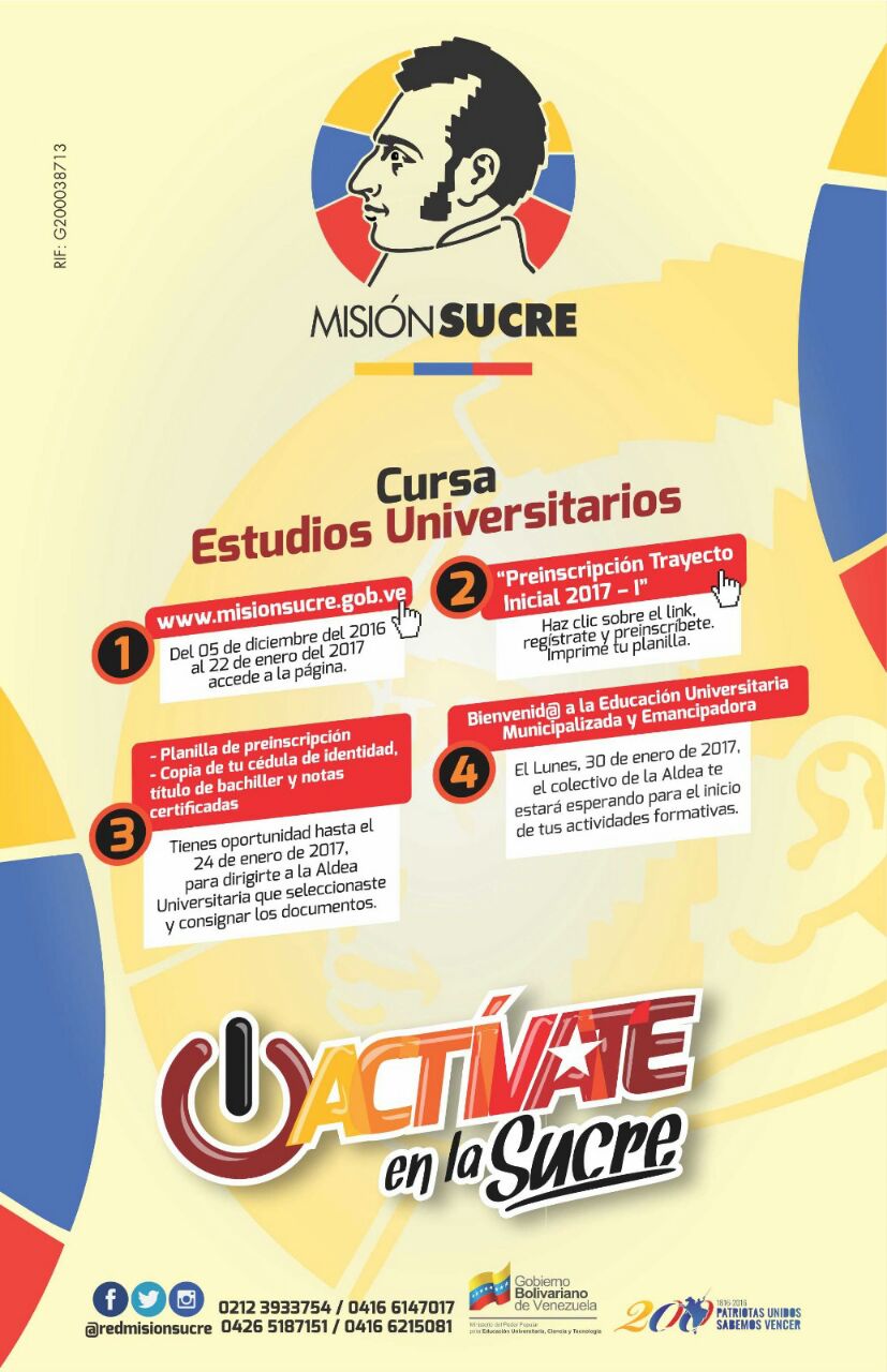 Logotipo De Misión Sucre SUCRE Abre Sus Puertas A La Quinta Sede
