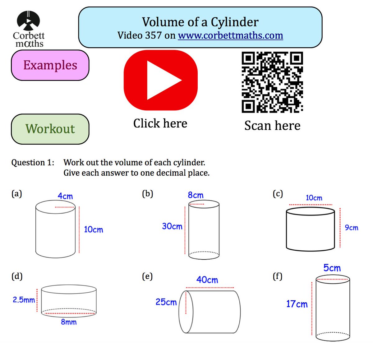 Volume Of Cylinder Worksheet Grade 6