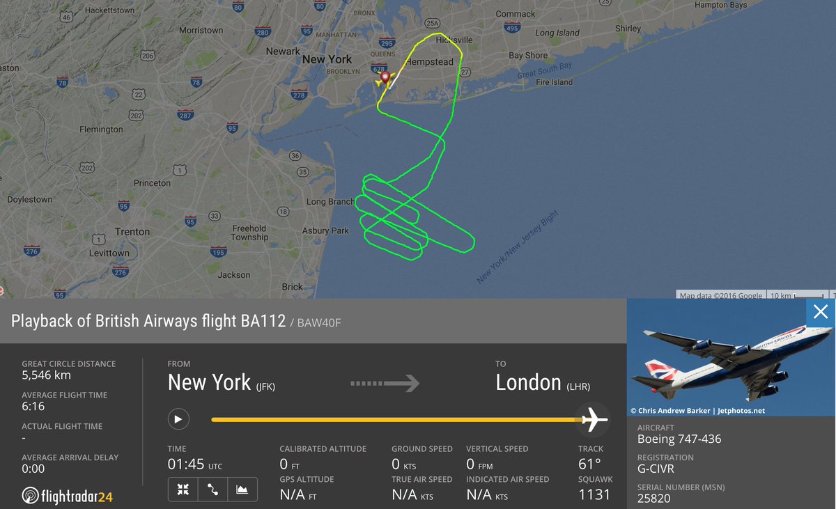 This evening’s BA112 to London returned to New York-JFK with a ...