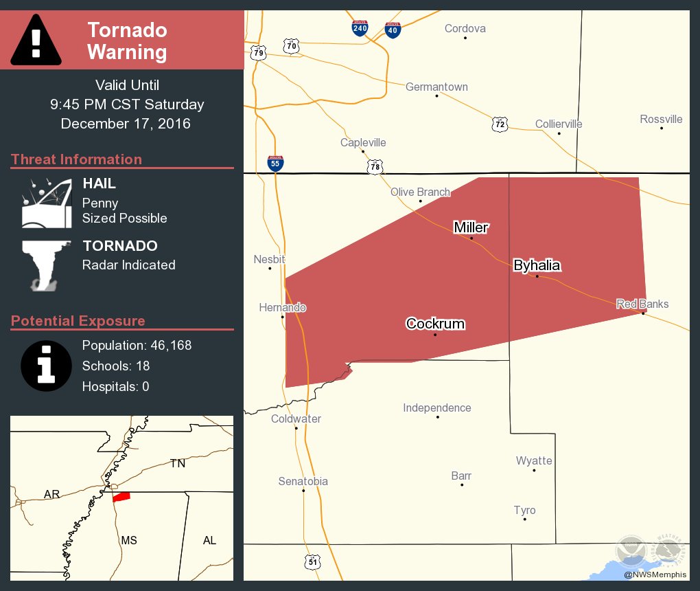 ⚠️ Take Cover! Tornado Warning including Byhalia MS, Cockrum MS, Miller ...