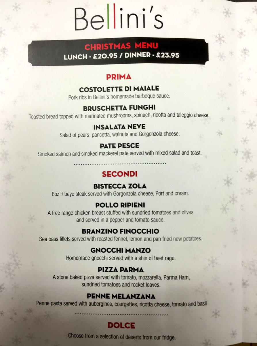 Bellinis menu store