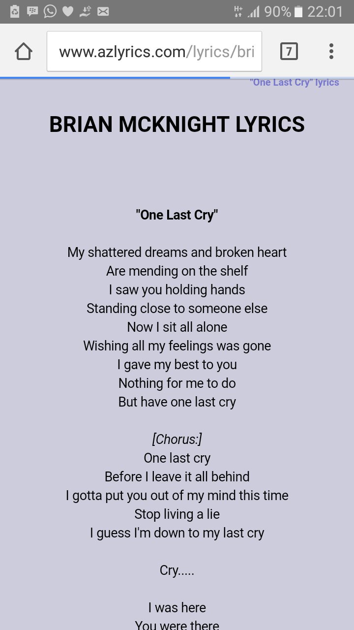 One Last Cry Guitar Chords