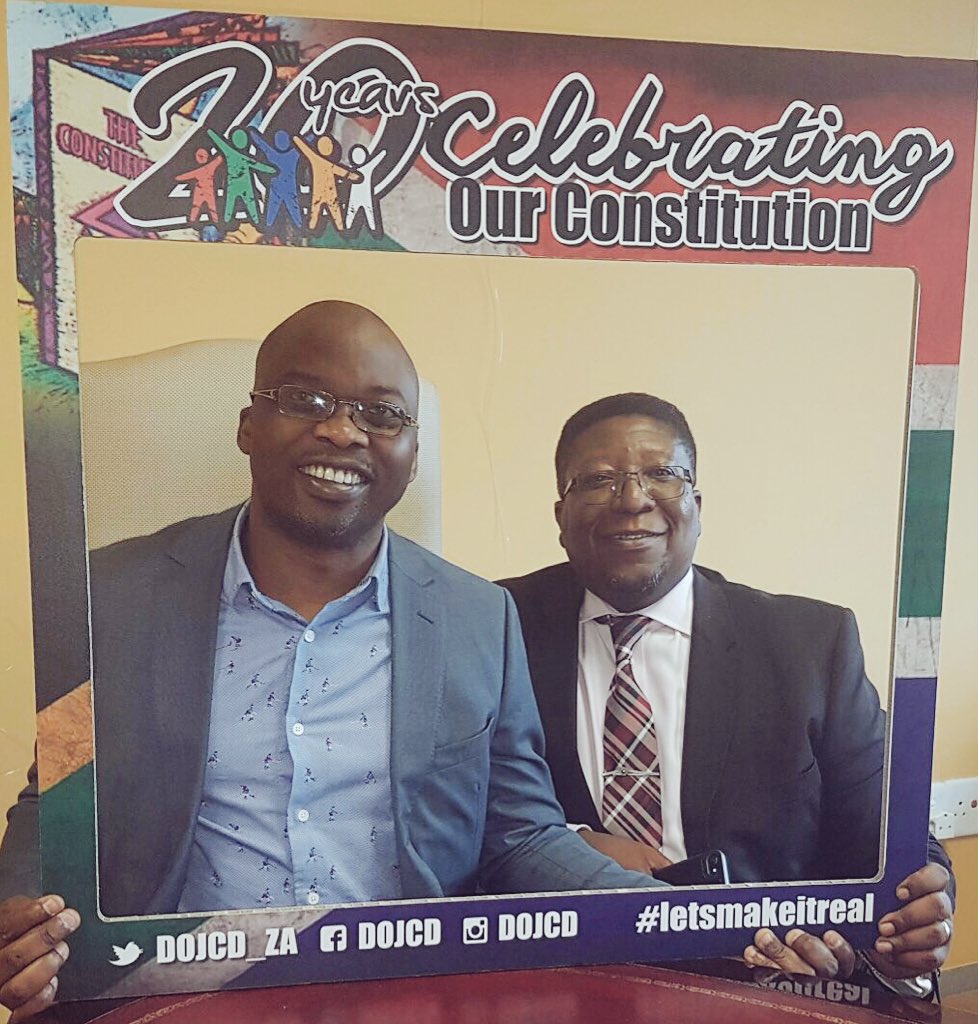 The DoJ & CD on Twitter: "Minister Michael Masutha and Director General Vusi Madonsela celebrate ...