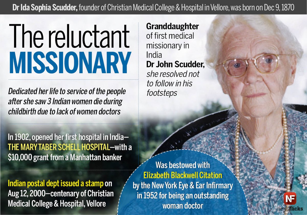 Founder of one of asia's foremost hospitals, cmc vellore, dr ida ...