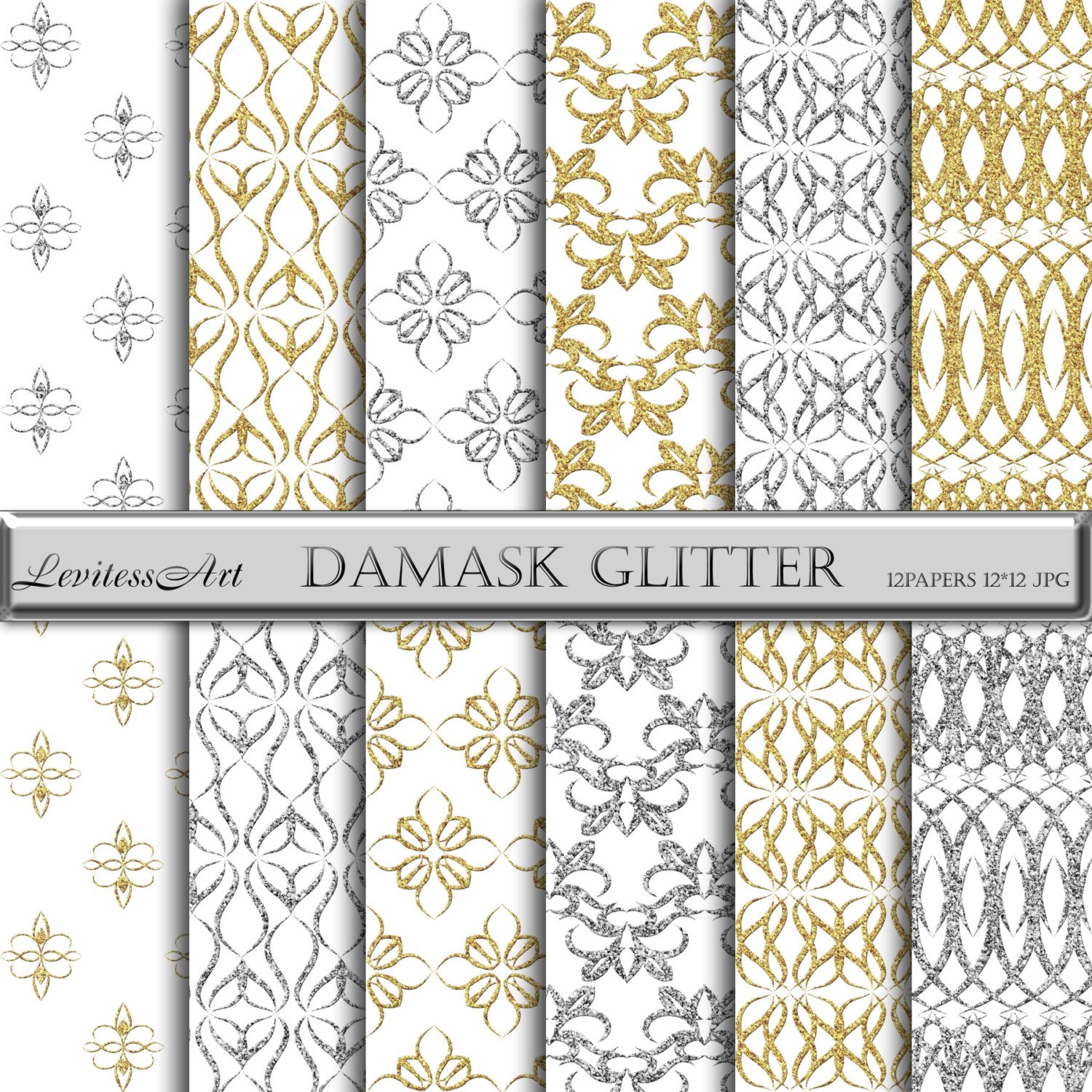 Juli Digital Art on Twitter: "White Wedding digital paper, Gold and ...