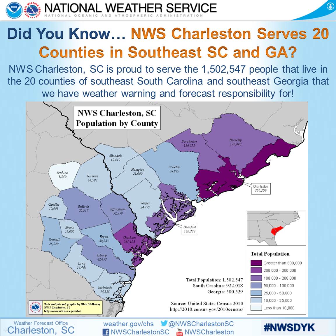 Did you know NWS Charleston serves 20 counties in southeast SC & GA ...