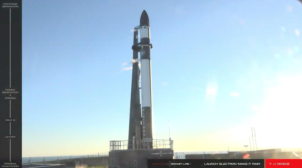 T-minus 15 minutes and counting. The Electron rocket is covered in ice ...