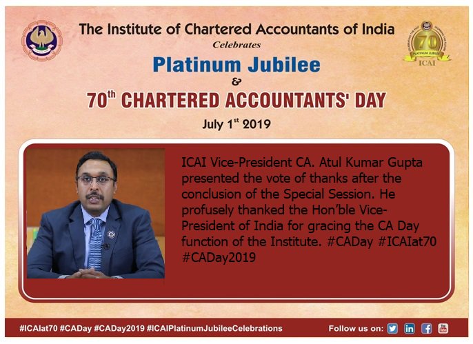 Institute of Chartered Accountants of India - ICAI on Twitter: "ICAI Vice-President CA. Atul ...