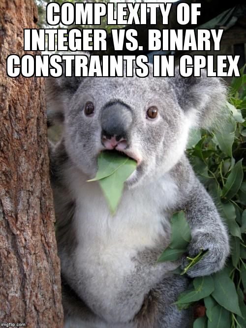 Meme Overflow On Twitter Complexity Of Integer Vs Binary Constraints In Cplex
