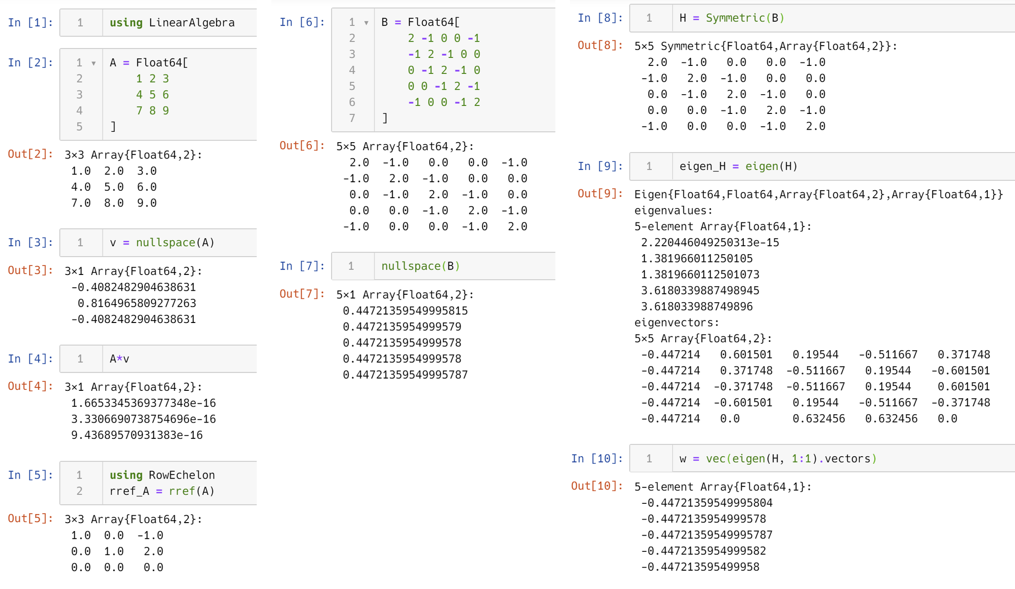 黒木玄 Gen Kuroki on Twitter: "#Julia言語 で行列のkernel (nullspace)を求める方法。 using LinearAlgebra A ...