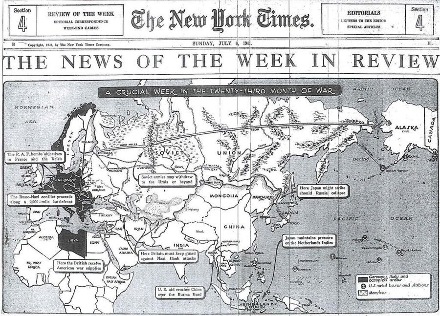 New York Times map shows "a crucial week in the war"; Axis invaders ...