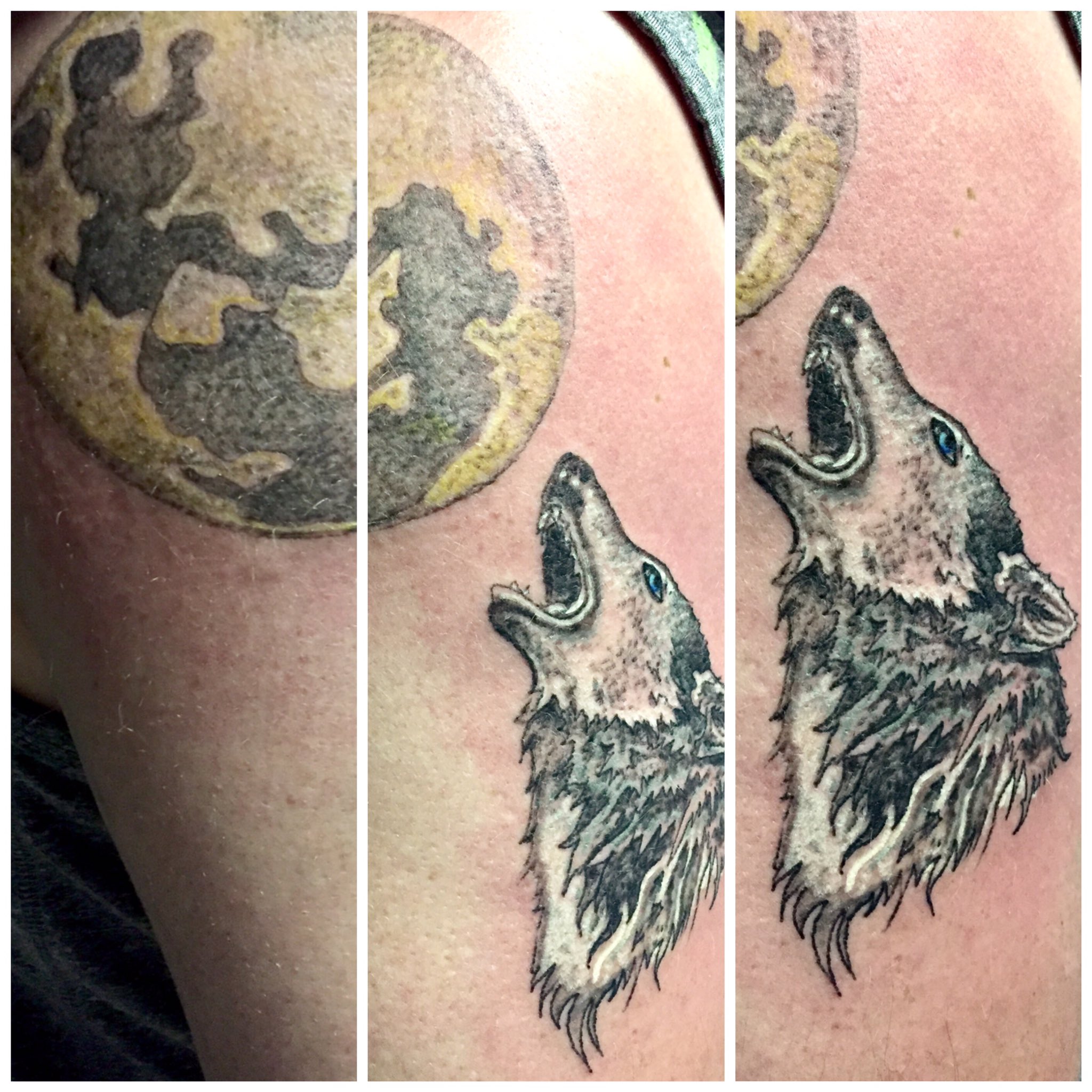 Wolf Howling At Full Moon Tattoo