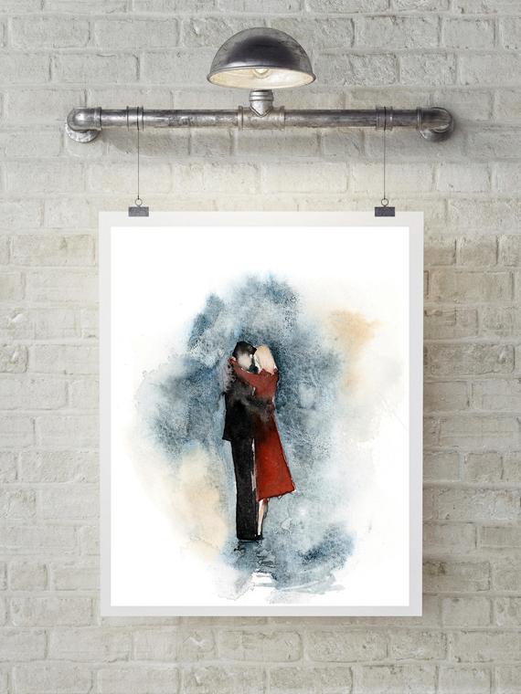 Hugging Couple Painting