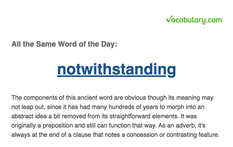 Notwithstanding Meaning