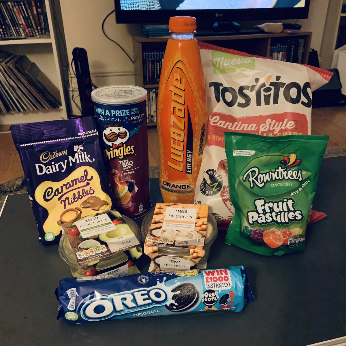 In more important news, this snack table: we have chips and guac ...