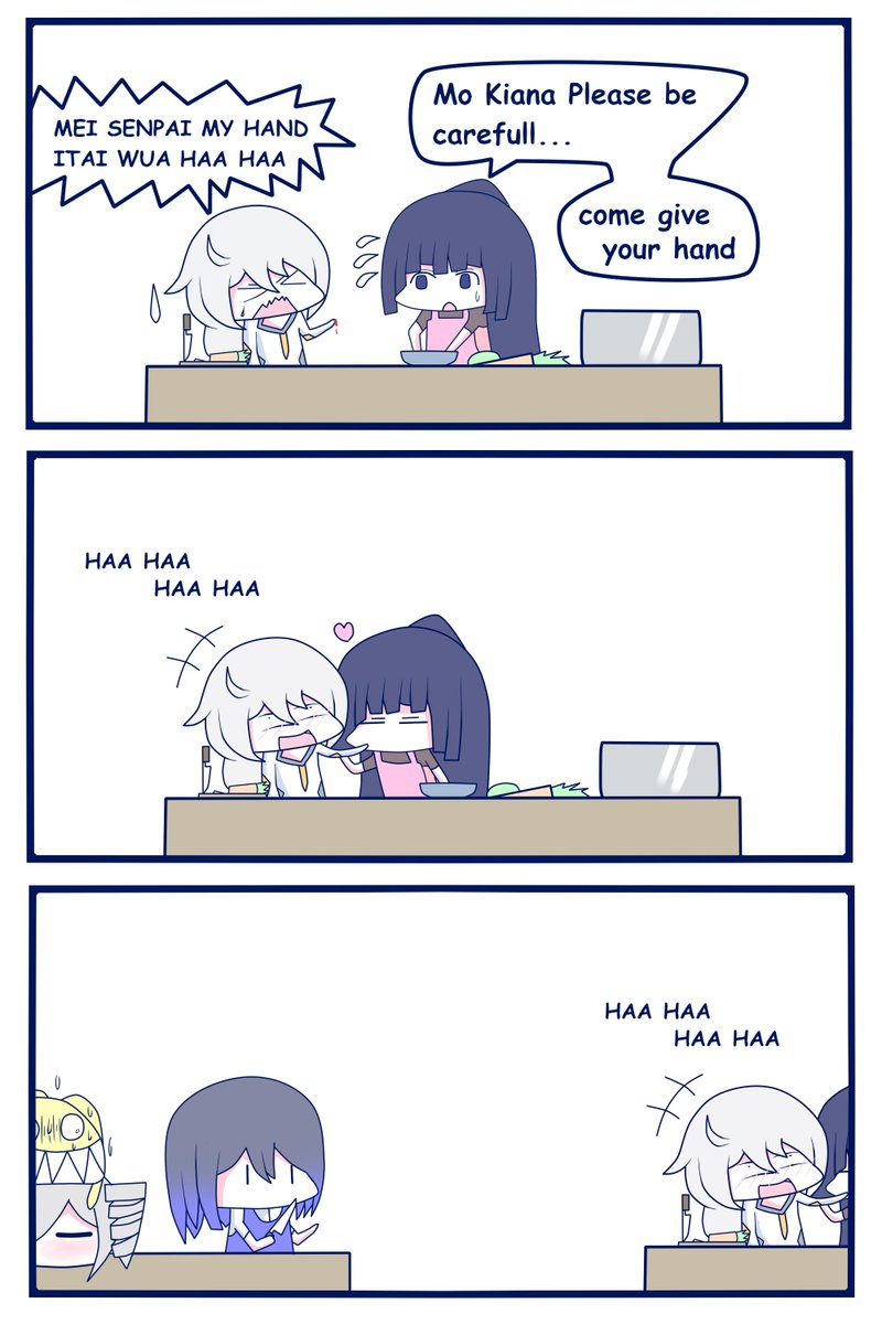 「cooking with mei senpai. wait . . . . #honkaiimpact3rd #崩」Marin Lieの漫画