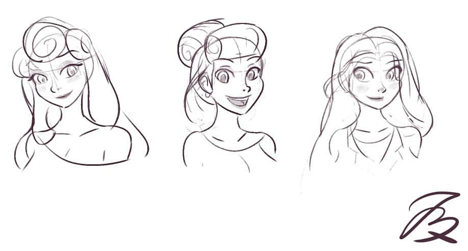 Drawing Disney Princess Faces