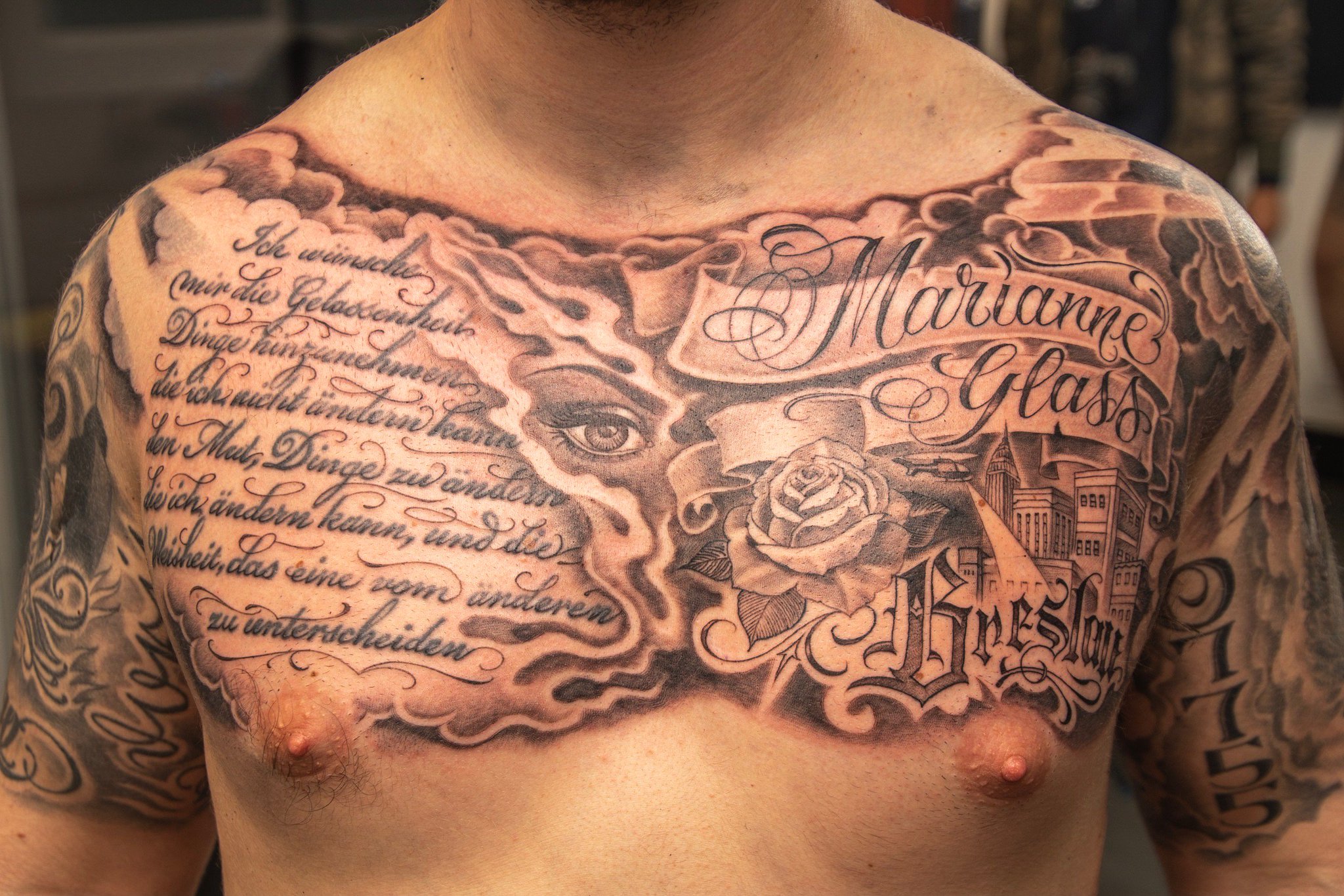 Script Chest Tattoos
