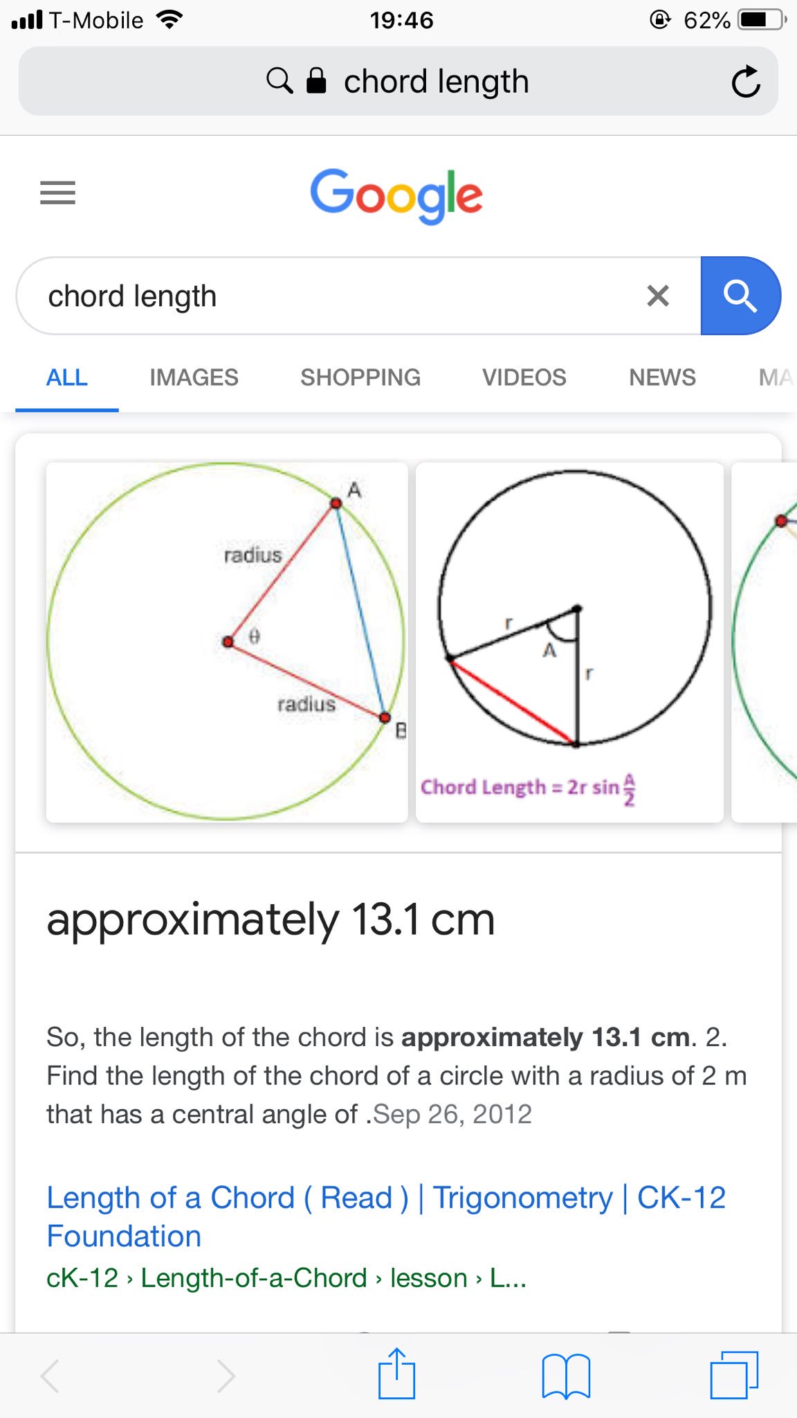 Chord Length Formula