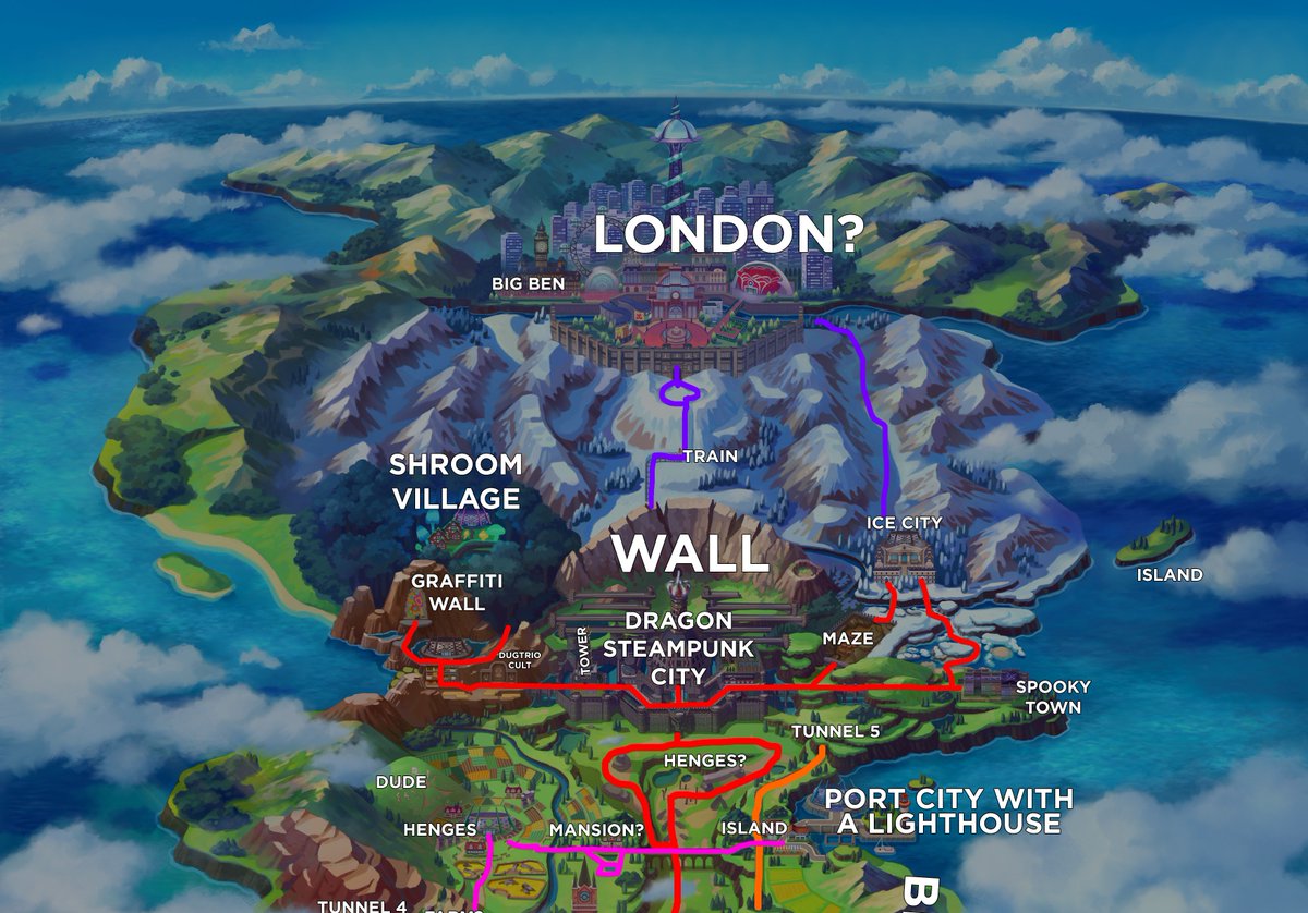 Gym Speculations Based On Stadium Locations On Galar Map Pokemon Images