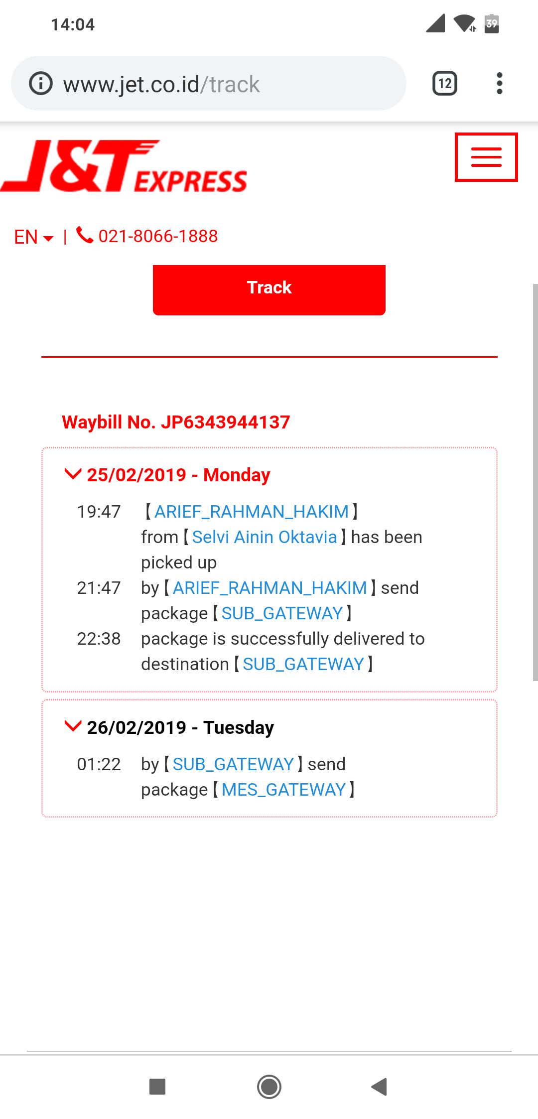 J&T Express Indonesia on Twitter: "@Dima75813120 @joe_tanu Baik ka, saat ini kami sedang ...