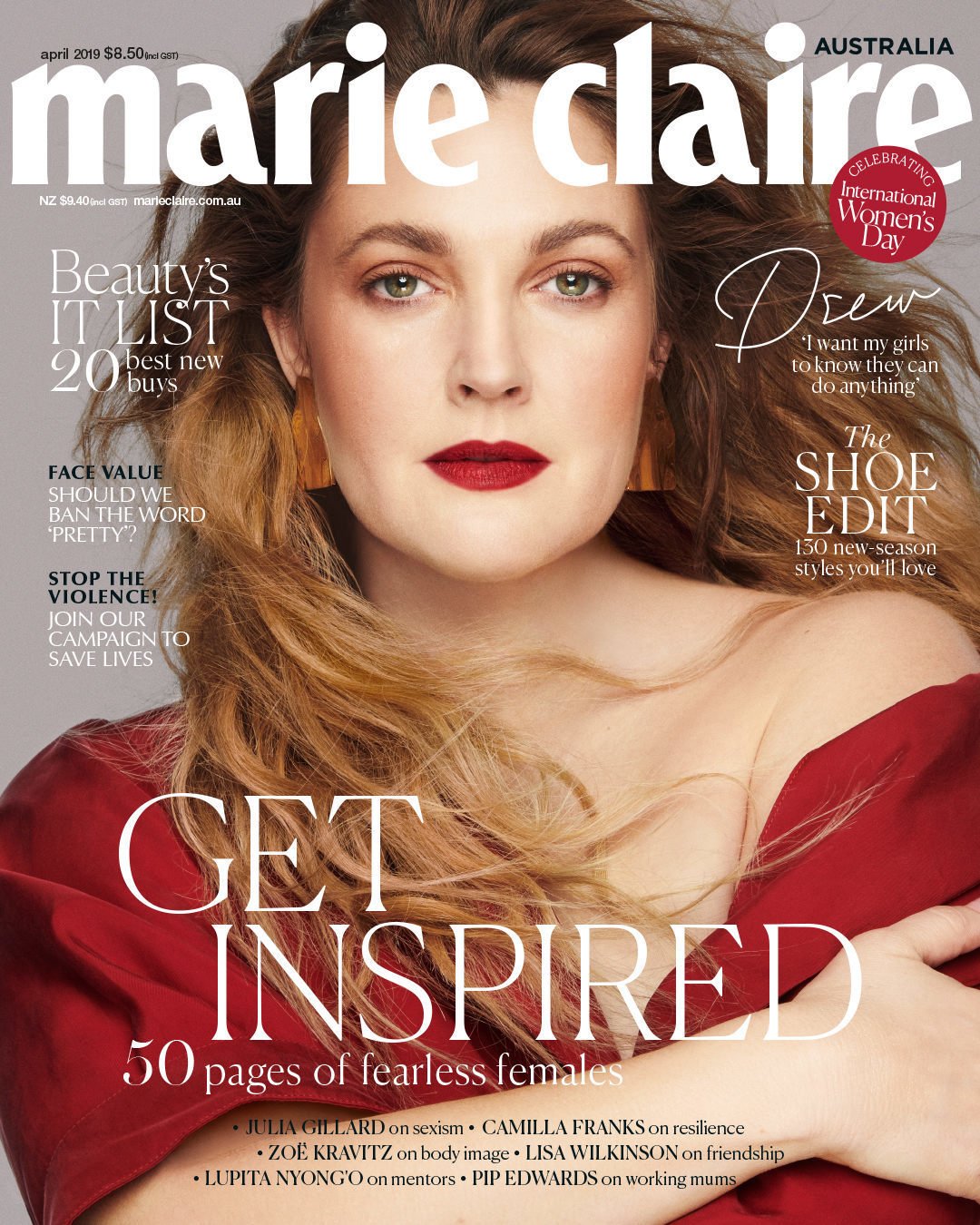 Drew Barrymore Red Hair Tijdschriftcover