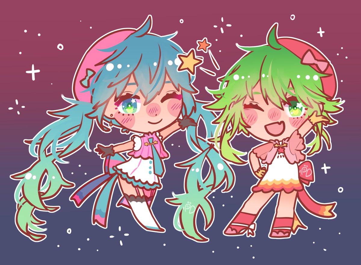 GUMI ,初音ミク 「I designed an outfit for gumi and redesi」|peedee(ピディ)のイラスト